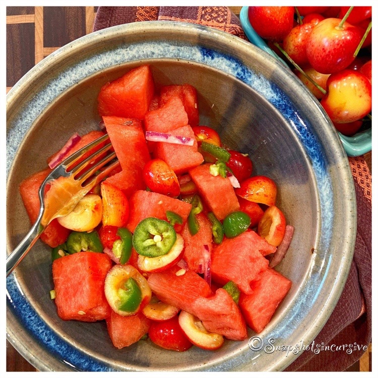 Rainier Cherry Watermelon Salad | snapshotsincursive