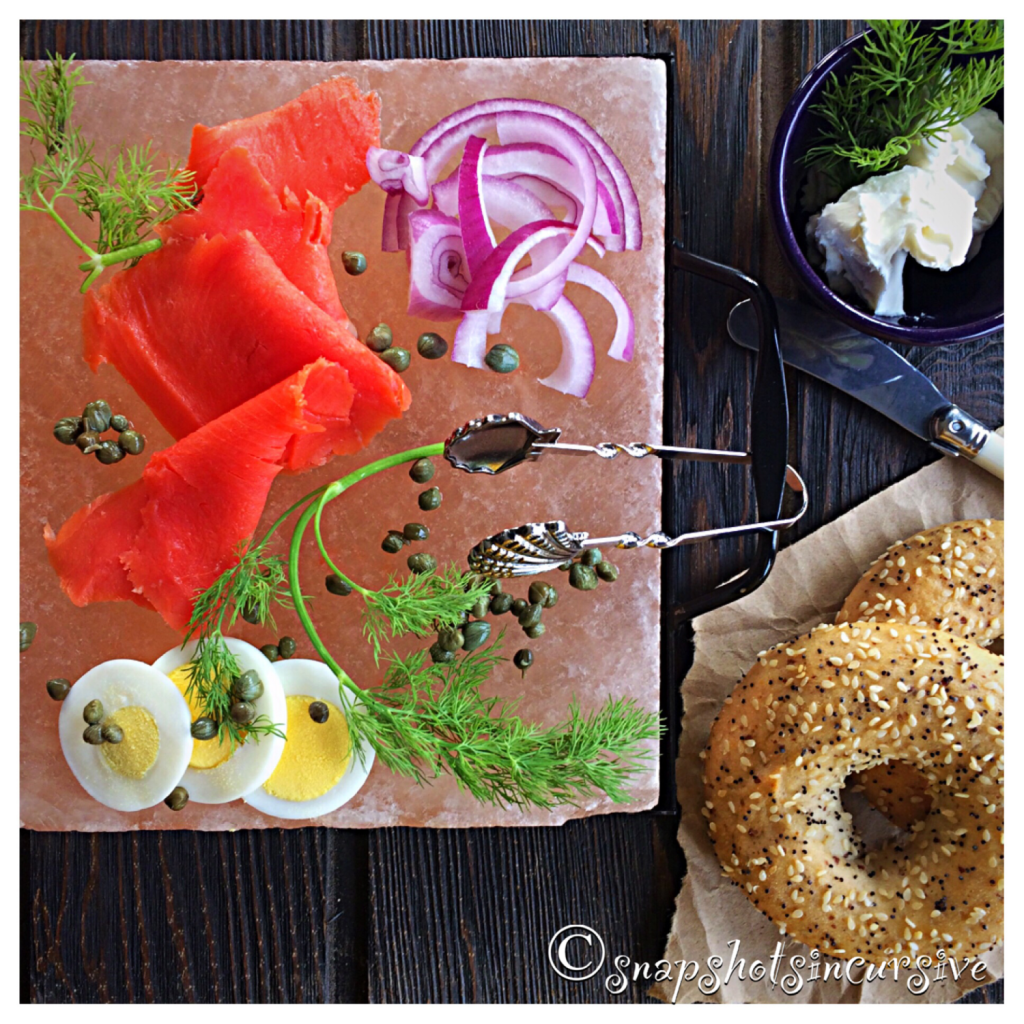 Himalayan Salt Plate Lox and Bagels | snapshotsincursive